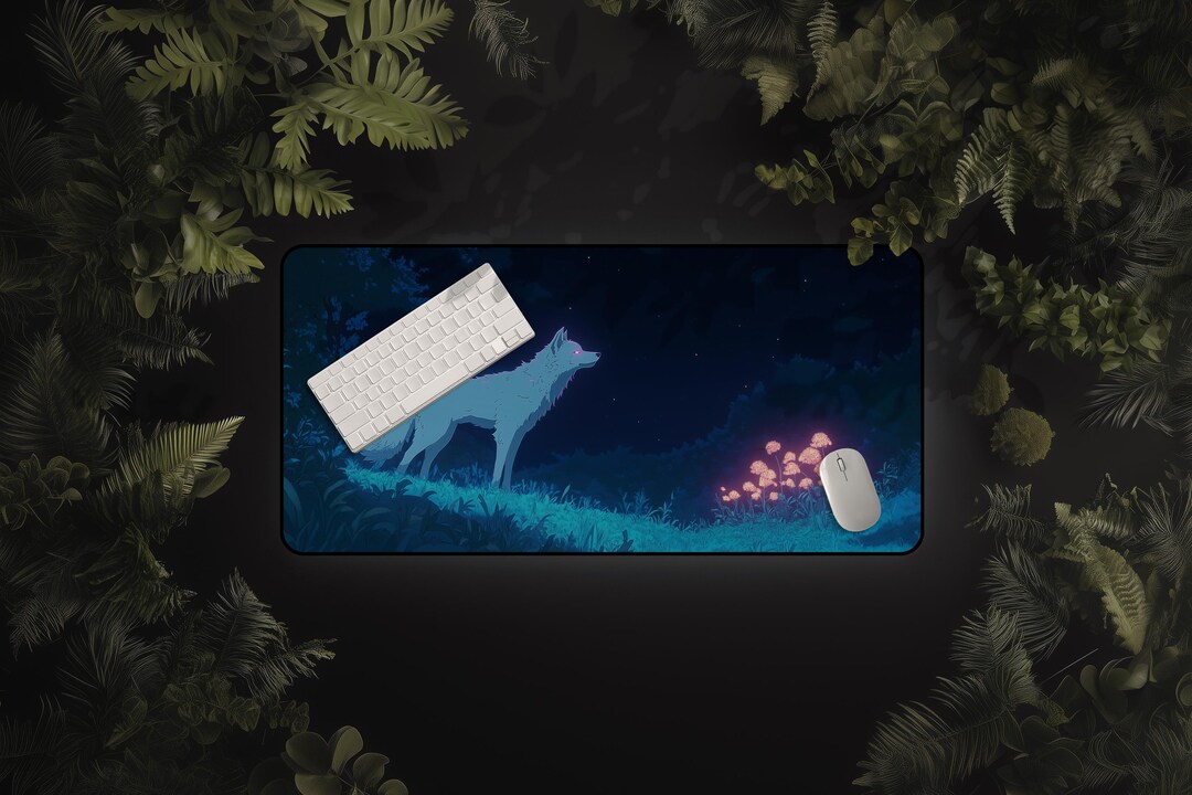 Anime Wolf Desk Mat, Gaming and Office Accessories, Large Desk Pad ...
