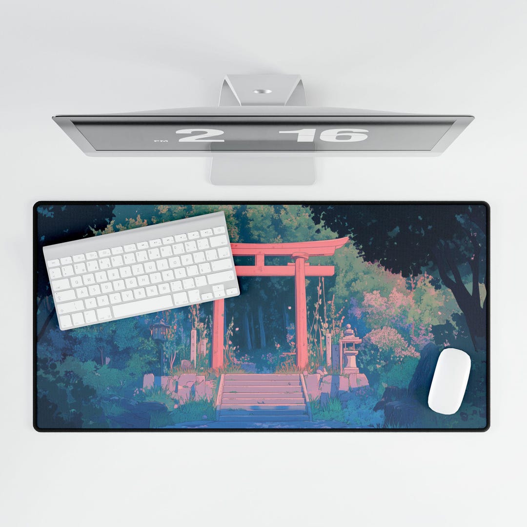 Mystical Torii Gate Desk Mat / Serene Japanese Forest Shrine, Tranquil ...