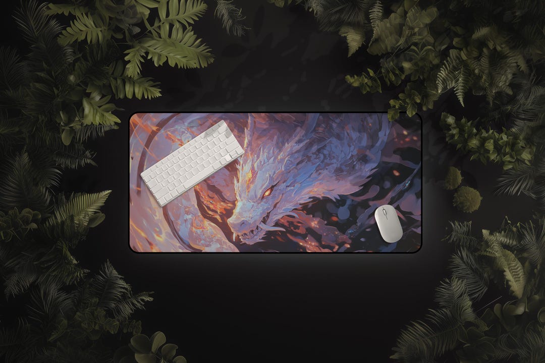 Dragon Desk Mat, Fantasy Mouse Pad, Gaming Desk Accessories, Mythical ...