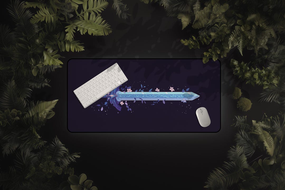 Master Sword Desk Mat, Game Sword Flowers Desk Pad, Gaming Mouse Mat ...