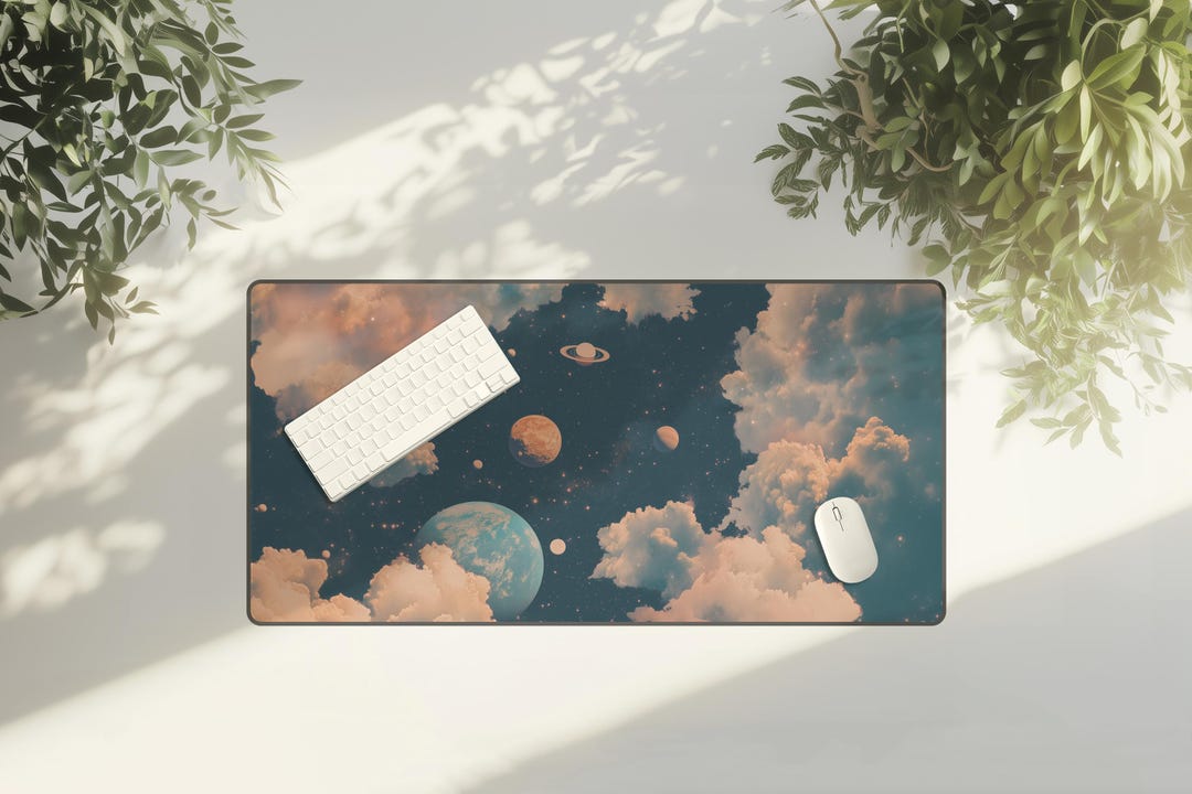 Space Planets Stars Desk Mat, Galaxy Desk Pad, Nebula Mouse Pad ...