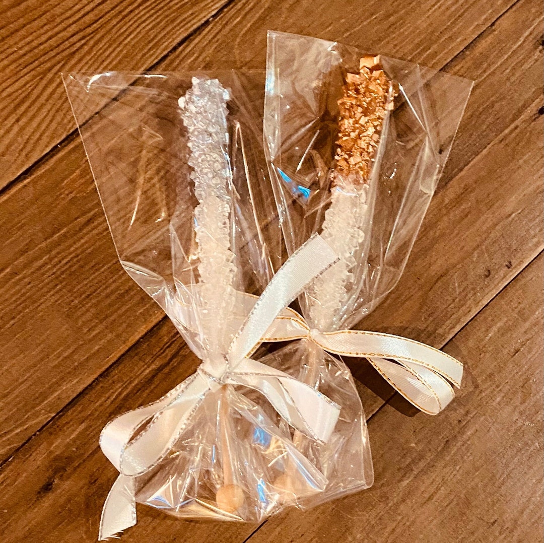 10 Pack of Natural White Sugar Cane Rock Candy Swizzle Sticks Dipped in ...