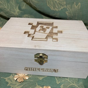 Minecraft engraved wooden box | Etsy