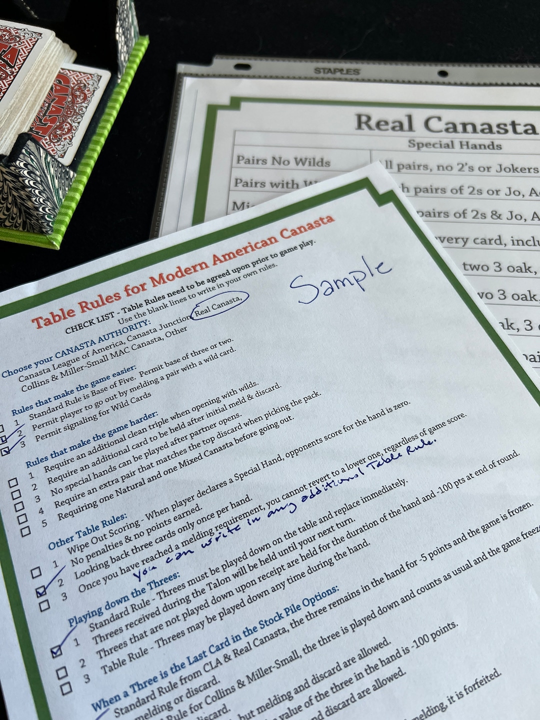 House RULES for Modern American Canasta - Check List - Etsy