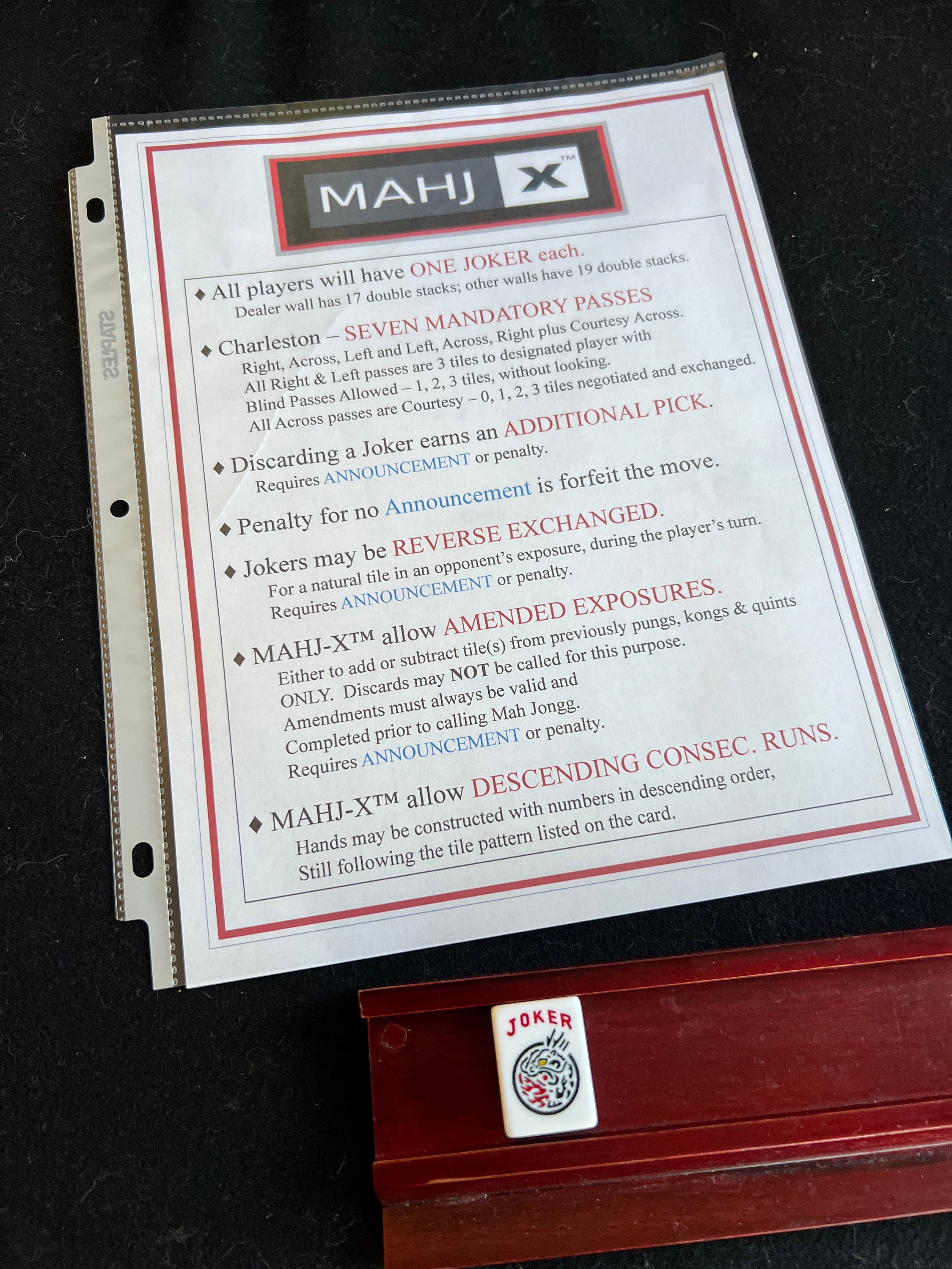 MAHJ-X TM Amended Rules Table Top Digital Display - Etsy