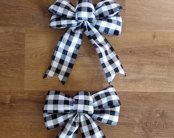 Buffalo Plaid Black and White Bow Everyday Wreath Bow Rustic - Etsy
