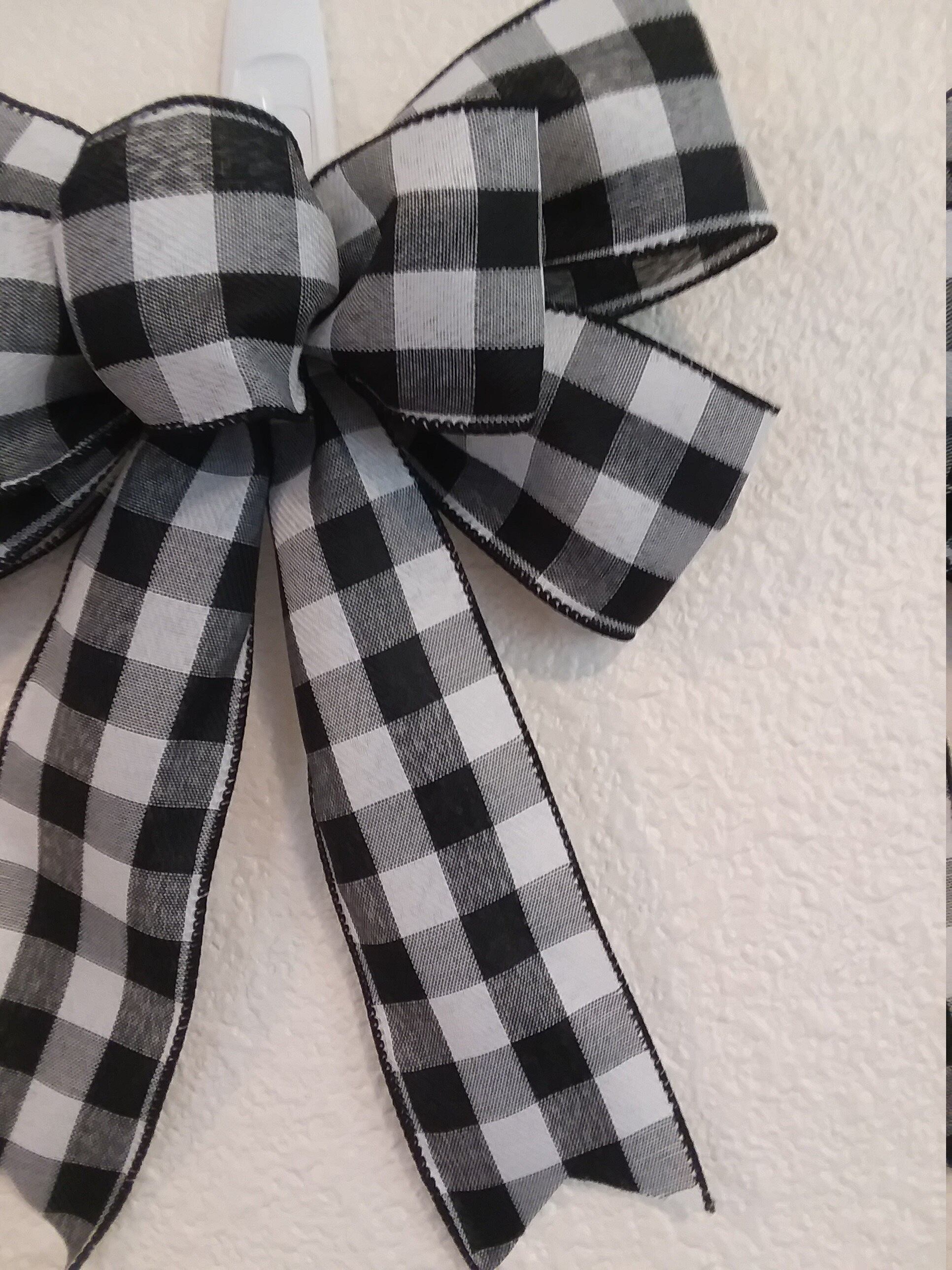 Black and white check bow black and check bow for wreaths | Etsy