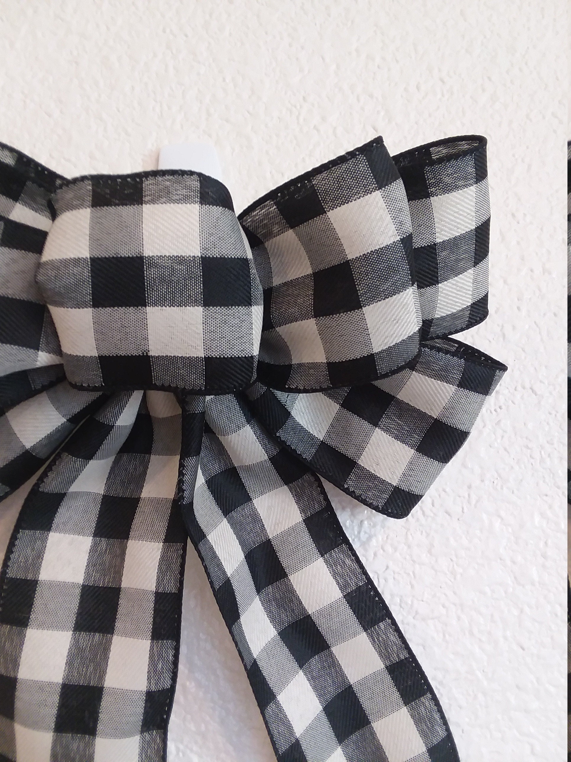 Black and Cream Check Bow Black and Cream Bow for Wreaths - Etsy