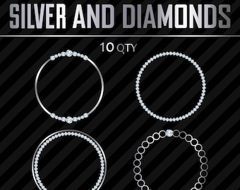 10 Metallic Gold and Diamond Circle Frames Clip Art Gems | Etsy