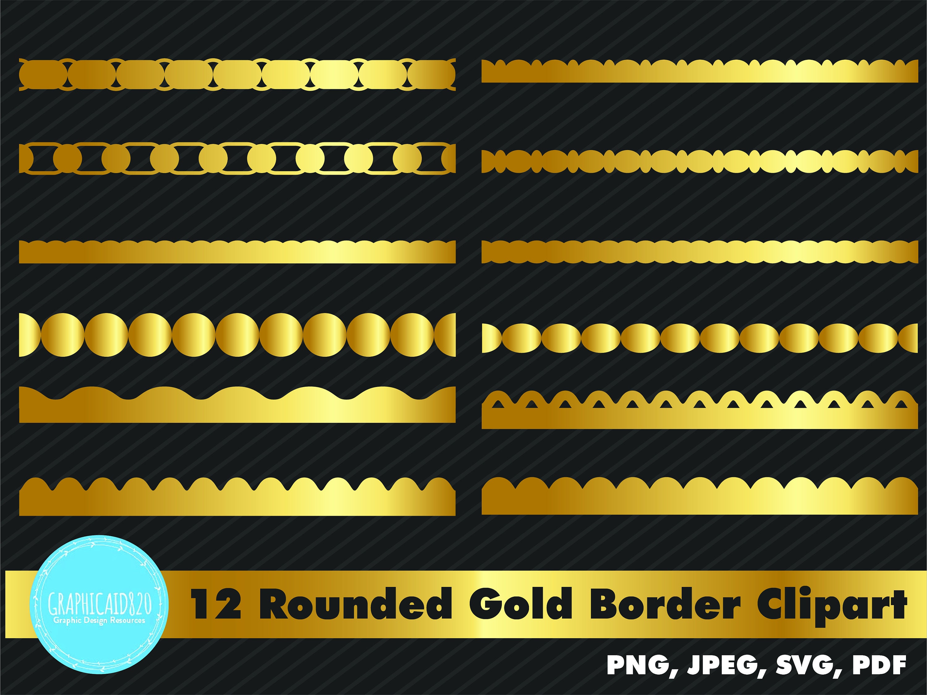 12 Gold Lace Border Clip Art Elegant Lace Decorative Elements Seamless ...