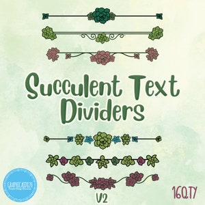 Vector Succulent Text Divider Header Decorative Digital Clip Art Border ...