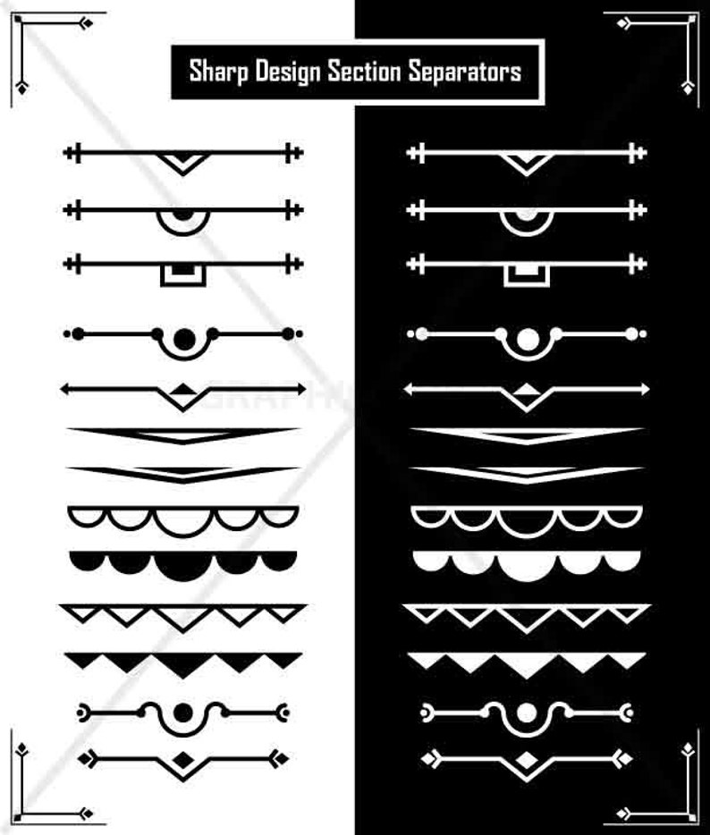 26 Sharp Design Text Dividers Clip Art Header Embellishment - Etsy