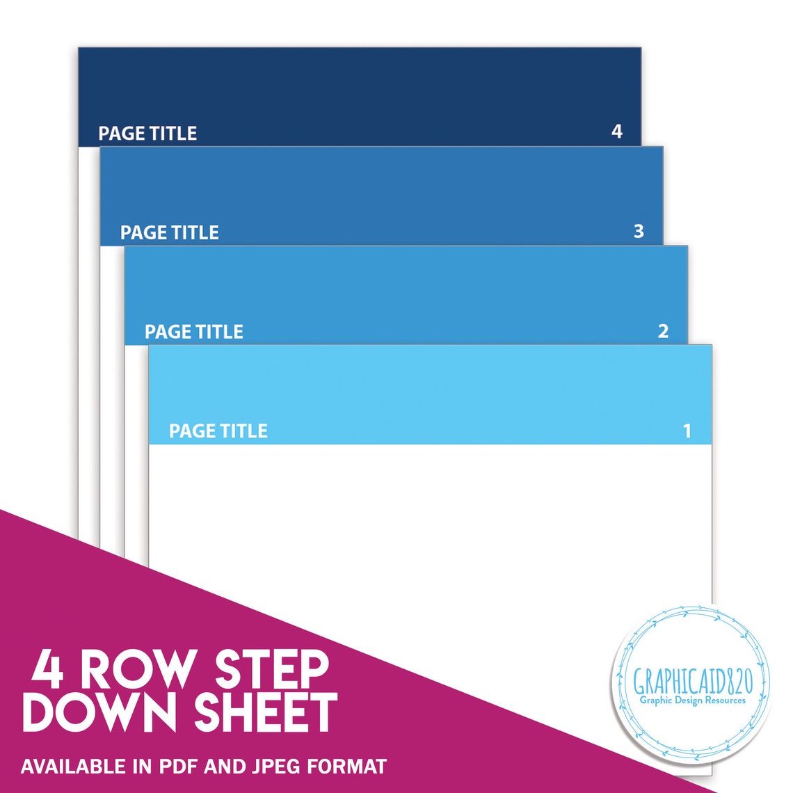 4 Page Step Down Sheet Template for Presentation Folders | Step Down ...