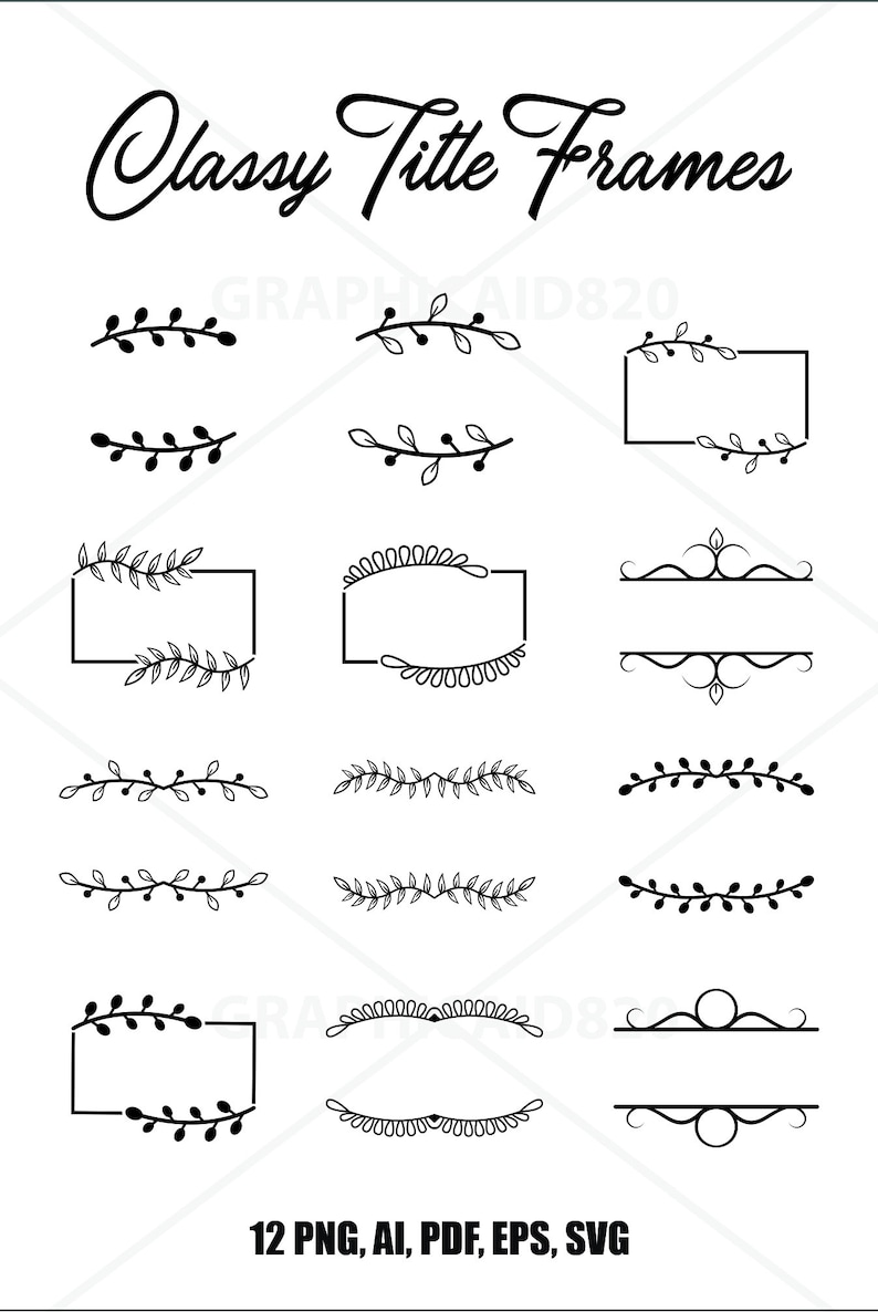 24 Black and White Classy Title Frames Simple Header - Etsy