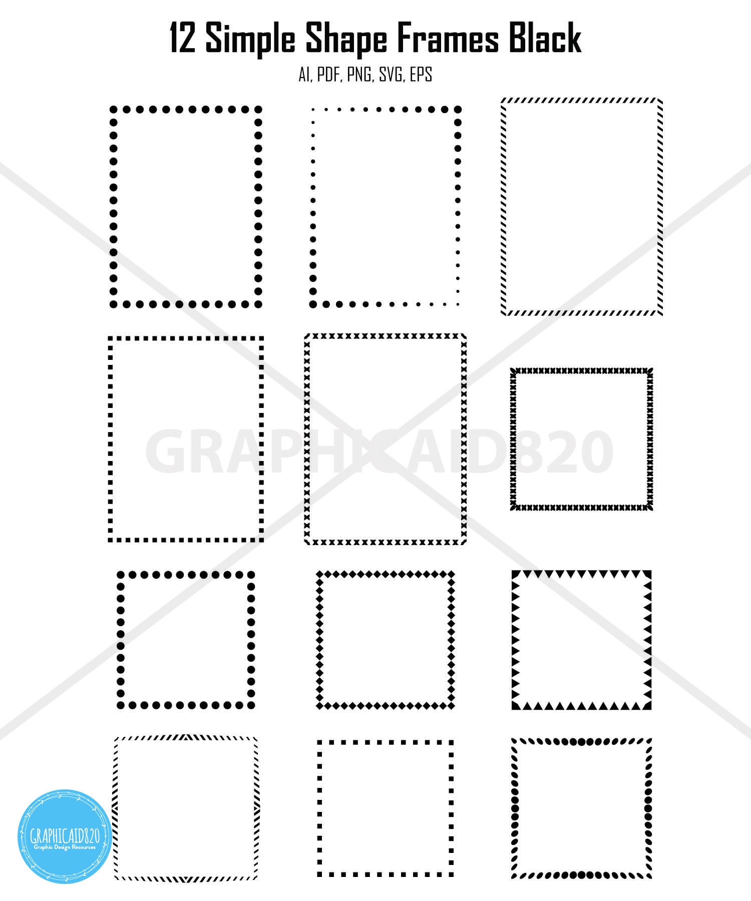 Simple Black and White Shape Digital Art Deco Frame Page Border Clip ...