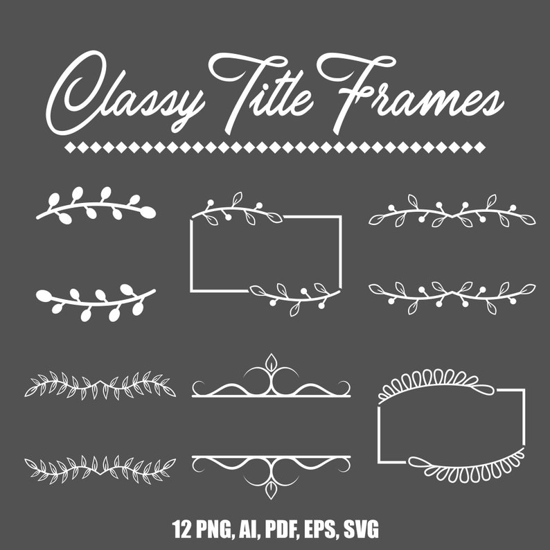 24 Black and White Border Frames Clip Art Simple Floral Header Border ...