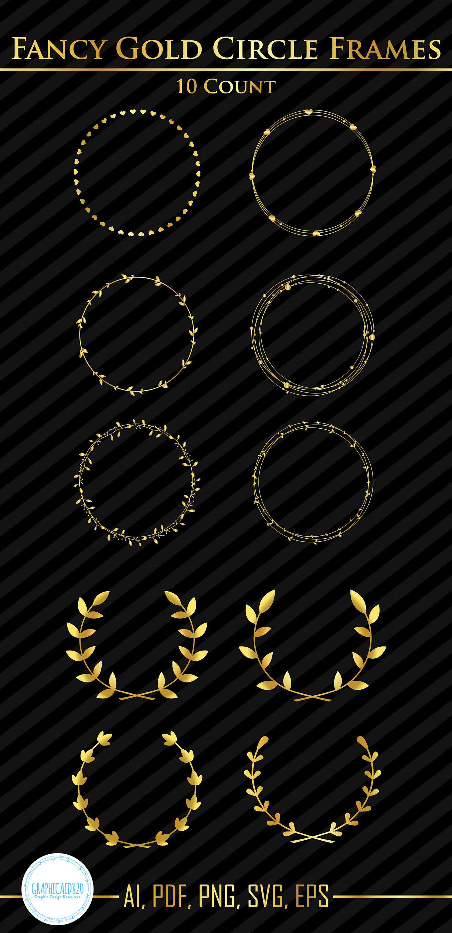 10 Fancy Metallic Gold Frames Clip Art Elegant Header - Etsy