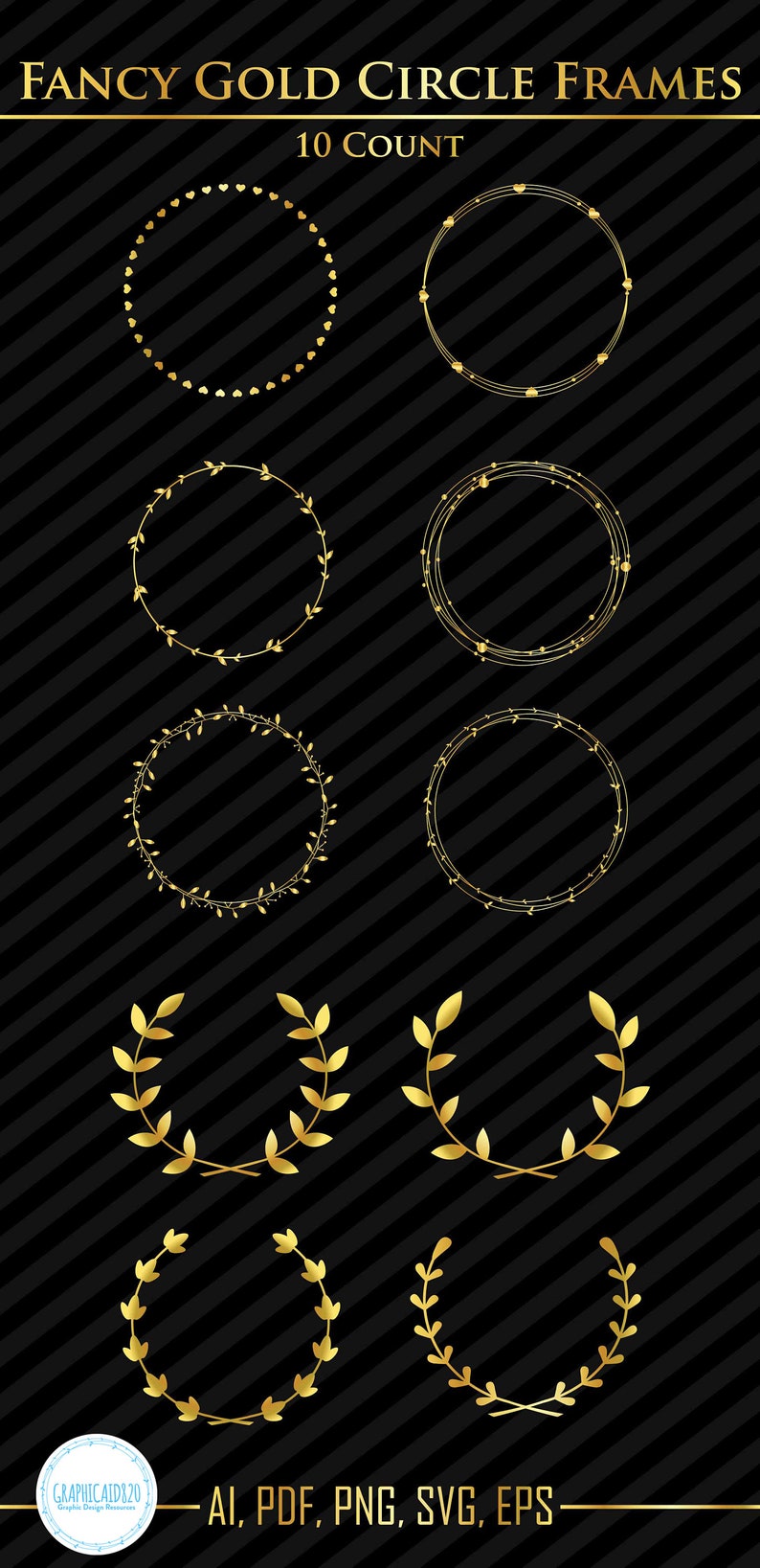 10 Fancy Metallic Gold Frames Clip Art Elegant Header - Etsy