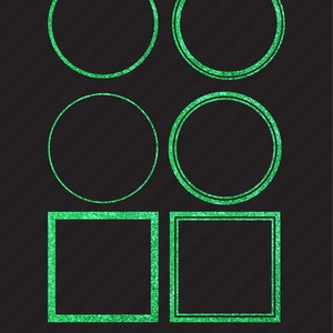 12 Green Glitter Border Frames Clip Art | Double Circle, Square Simple ...