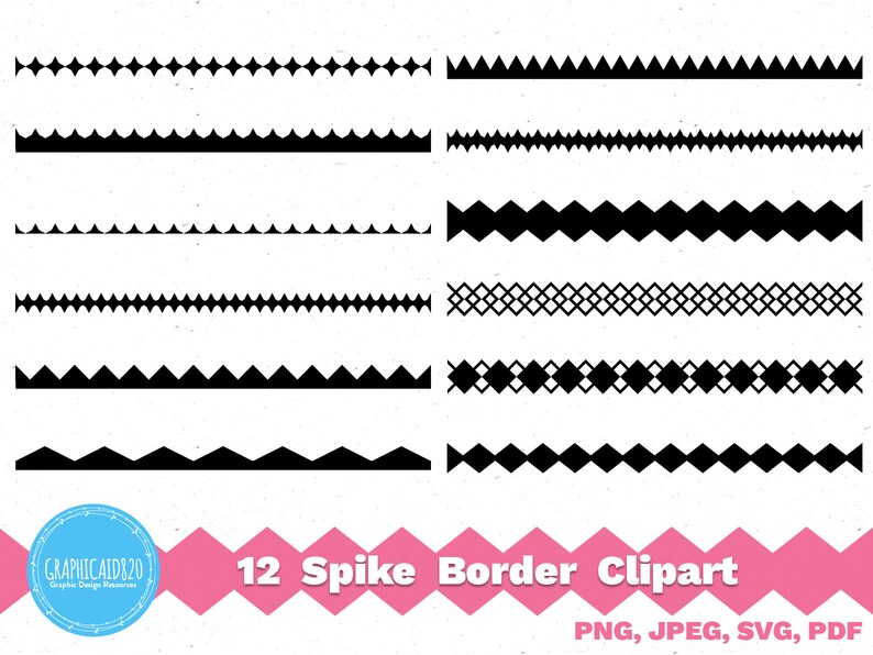 12 Spike Border Text Divider Clip Art Elegant Lace Header Embellishment ...