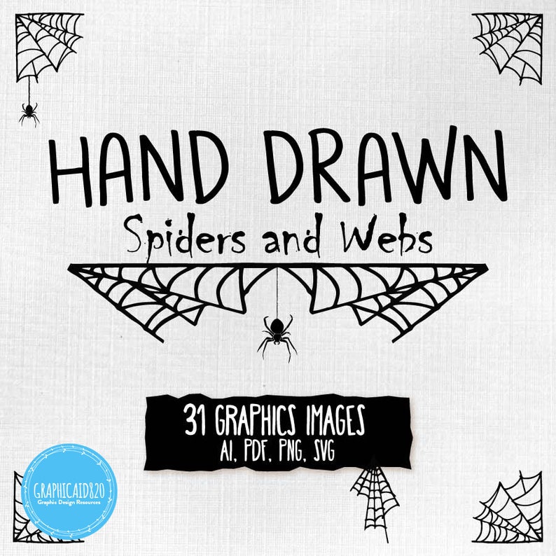 Hand Drawn Spiders and Webs Doodle Vector Elements Clip Art - Etsy