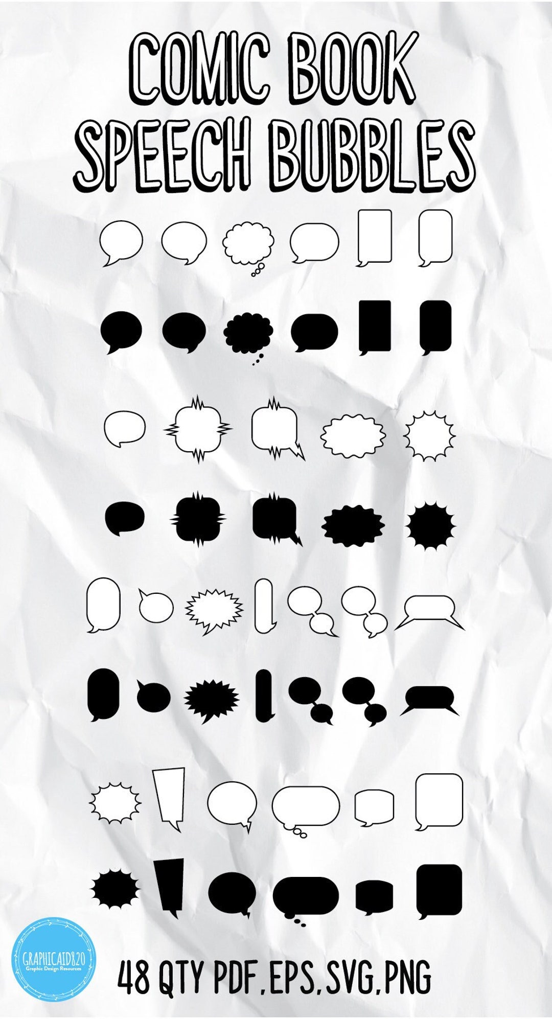 48 Speech Bubbles Clip Art | Blank Speech Bubbles | Design Elements ...