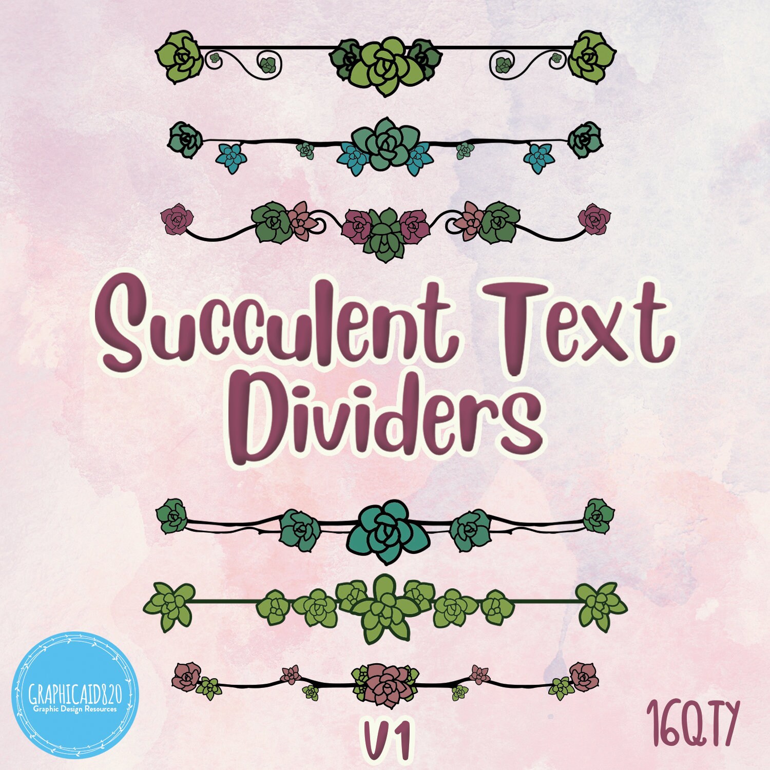 Vector Succulent Text Divider Header Decorative Digital Clip - Etsy