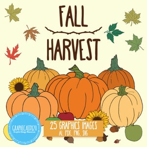 Fall Harvest Pumpkin, Apple, Acorn, Sunflowers, and Leaves - Scrapbook ...