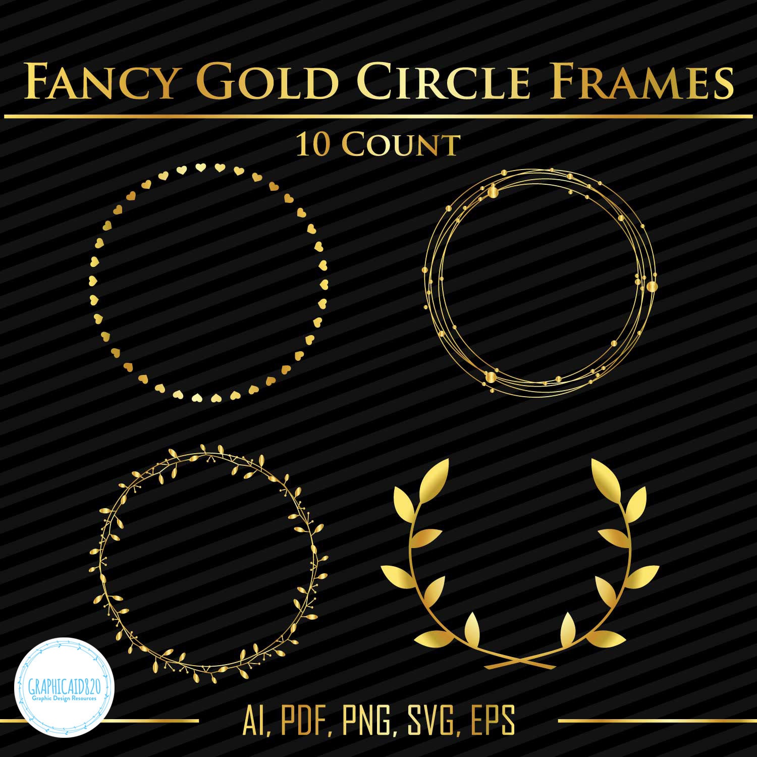 10 Fancy Metallic Gold Frames Clip Art Elegant Header Embellishment ...