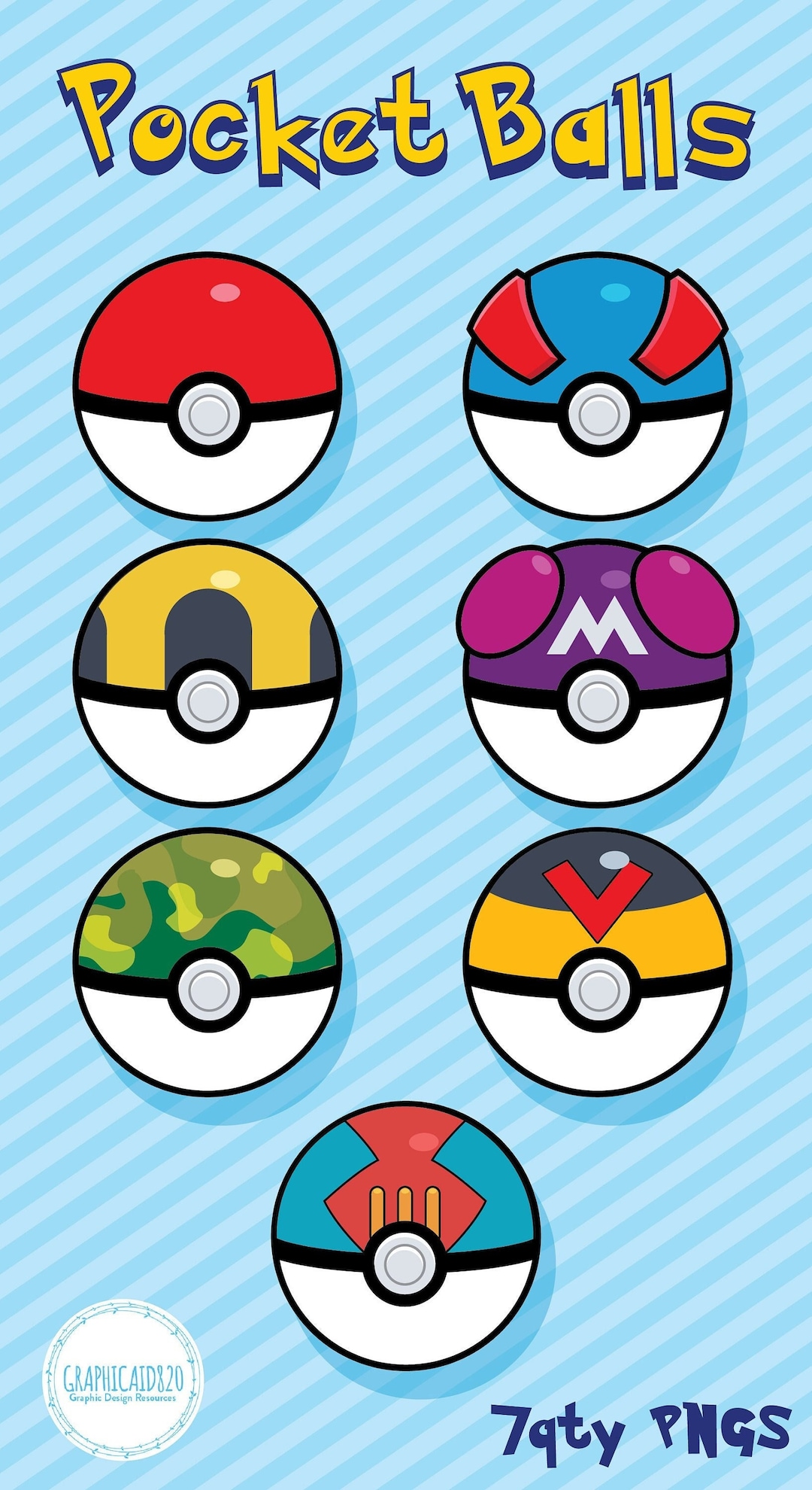 Pocket Balls Clip Art | Printable File PNG | Anime Png Clipart Bundle ...