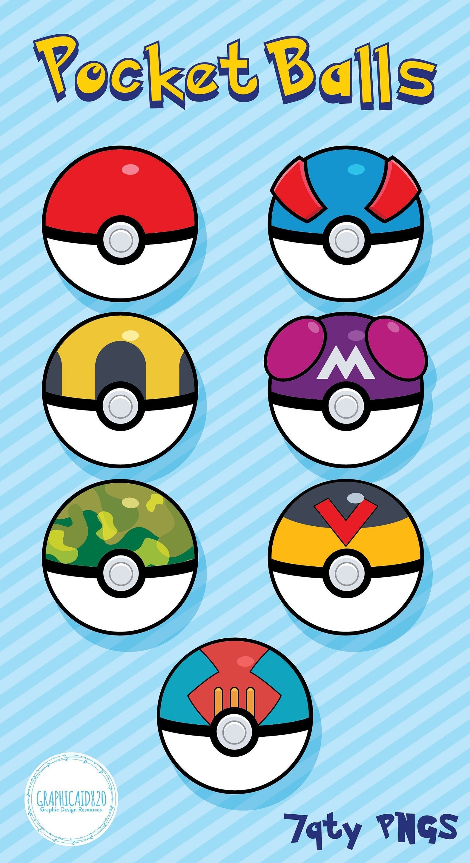 Pocket Balls Clip Art | Printable File PNG | Anime Png Clipart Bundle ...