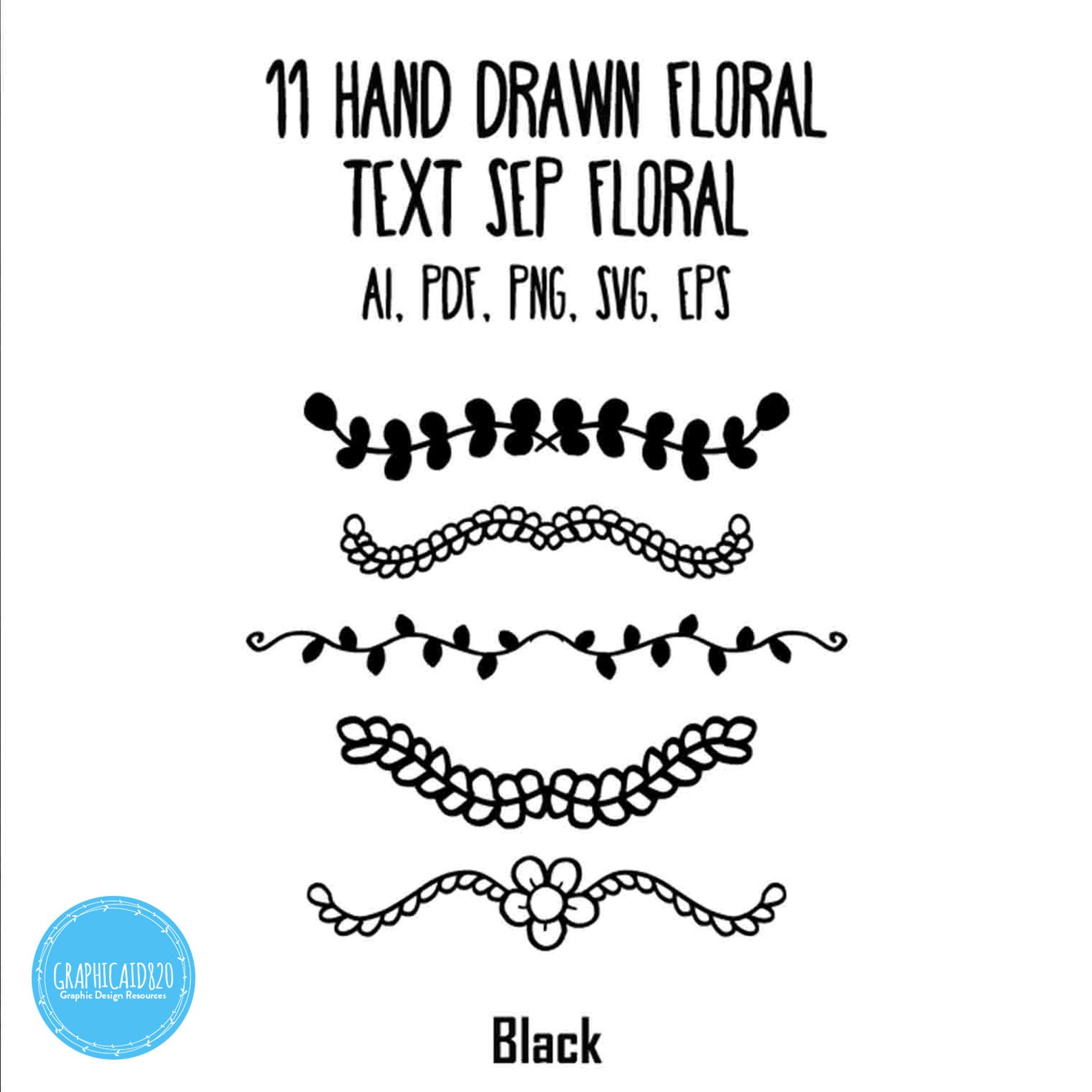 22 Hand Drawn Floral Text Divider Clip Art | Elegant Header ...