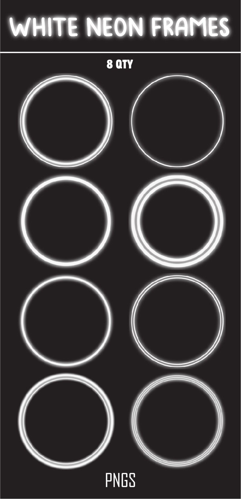 8 Border Frames Clip Art Double Circle Glowing Header - Etsy