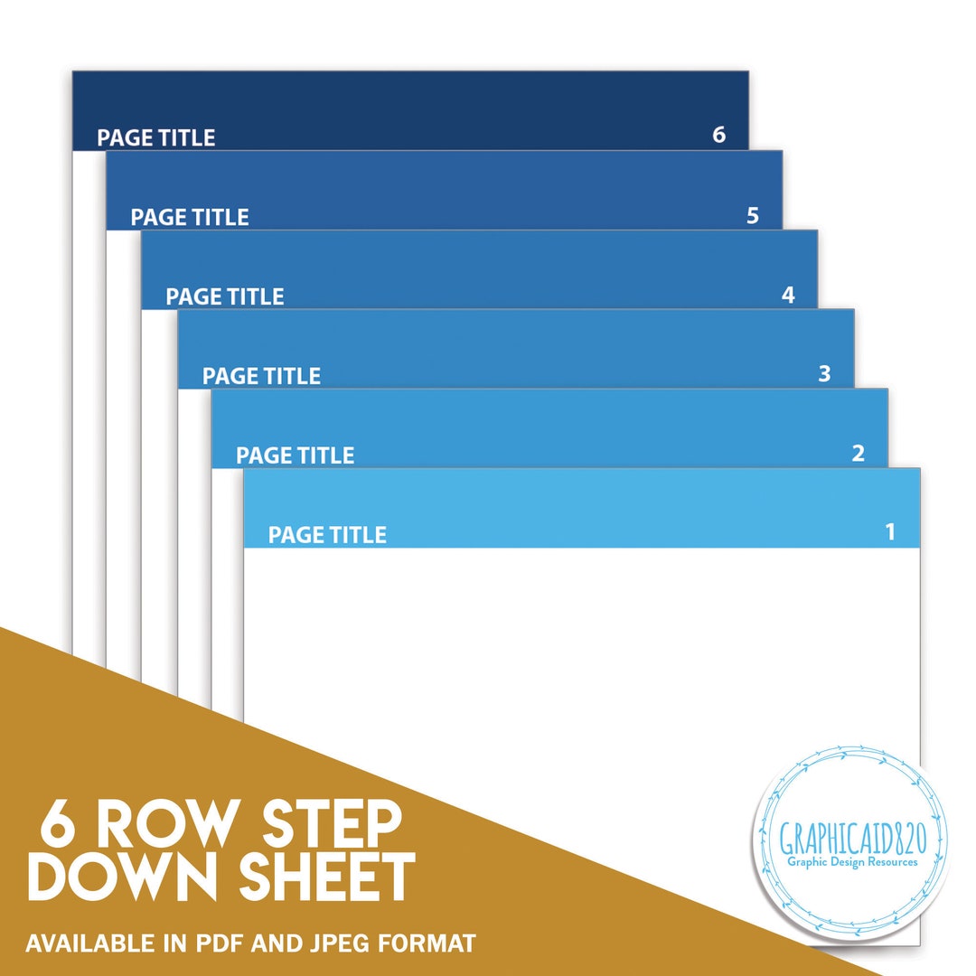 6 Page Step Down Sheet Template for Presentation Folders | Step Down Insert Template for ...
