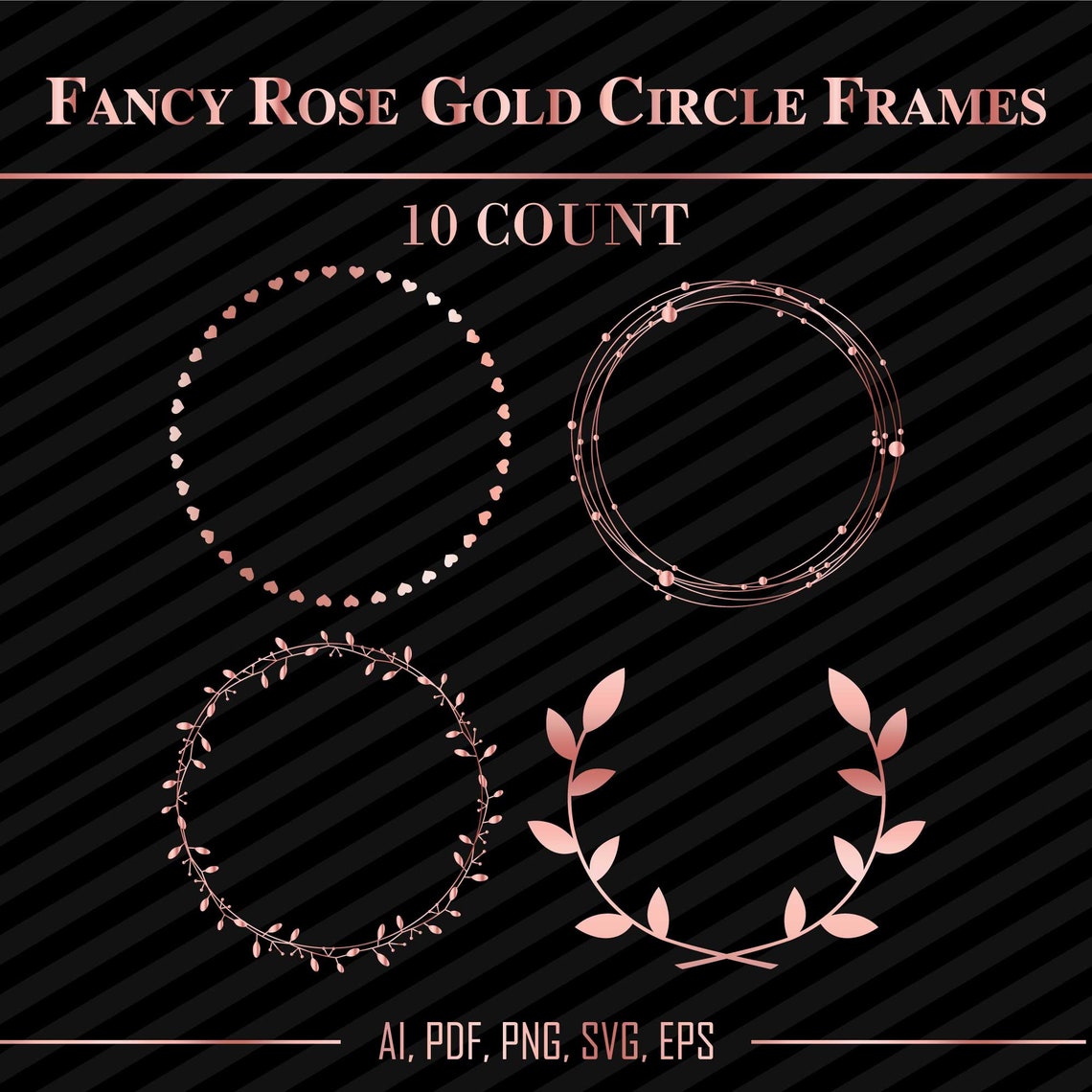 10 Fancy Metallic Rose Gold Frames Clip Art | Elegant Header ...