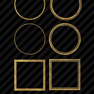 12 Gold Glitter Frames Clip Art | Circle, Square Sparkle Header ...
