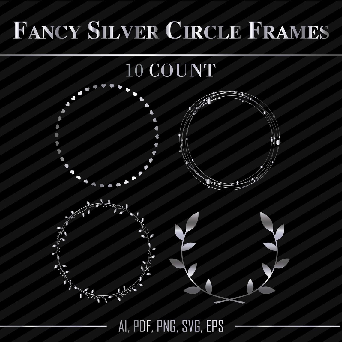 10 Fancy Metallic Silver Frames Clip Art Elegant Header | Etsy