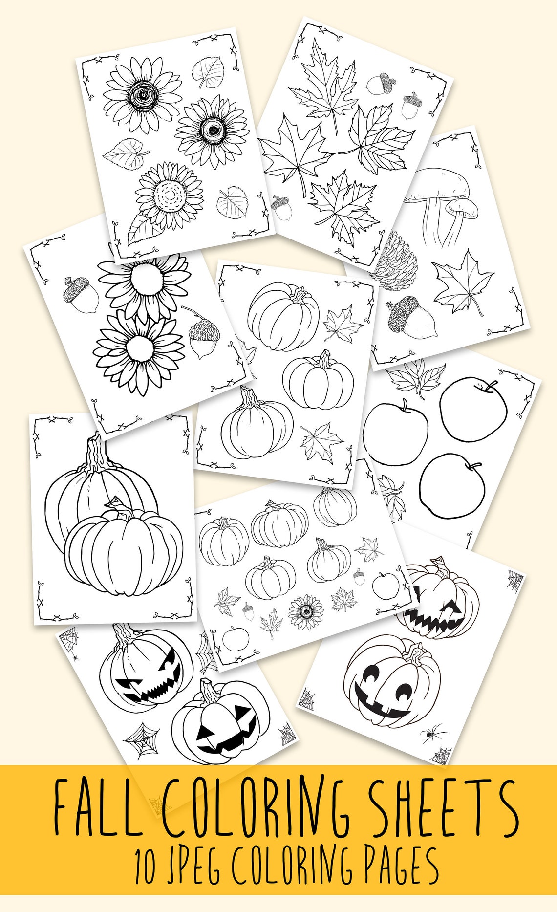 Fall Autumn Themed Coloring Book Sheets Scrapbook Crafts - Etsy