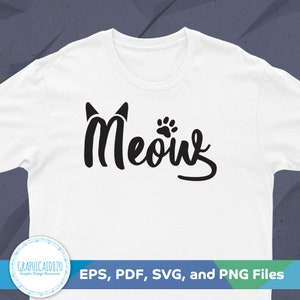 Meow Cat SVG | Cat Kitten Svg | Fur Mom Design Svg Cut Files | Funny ...