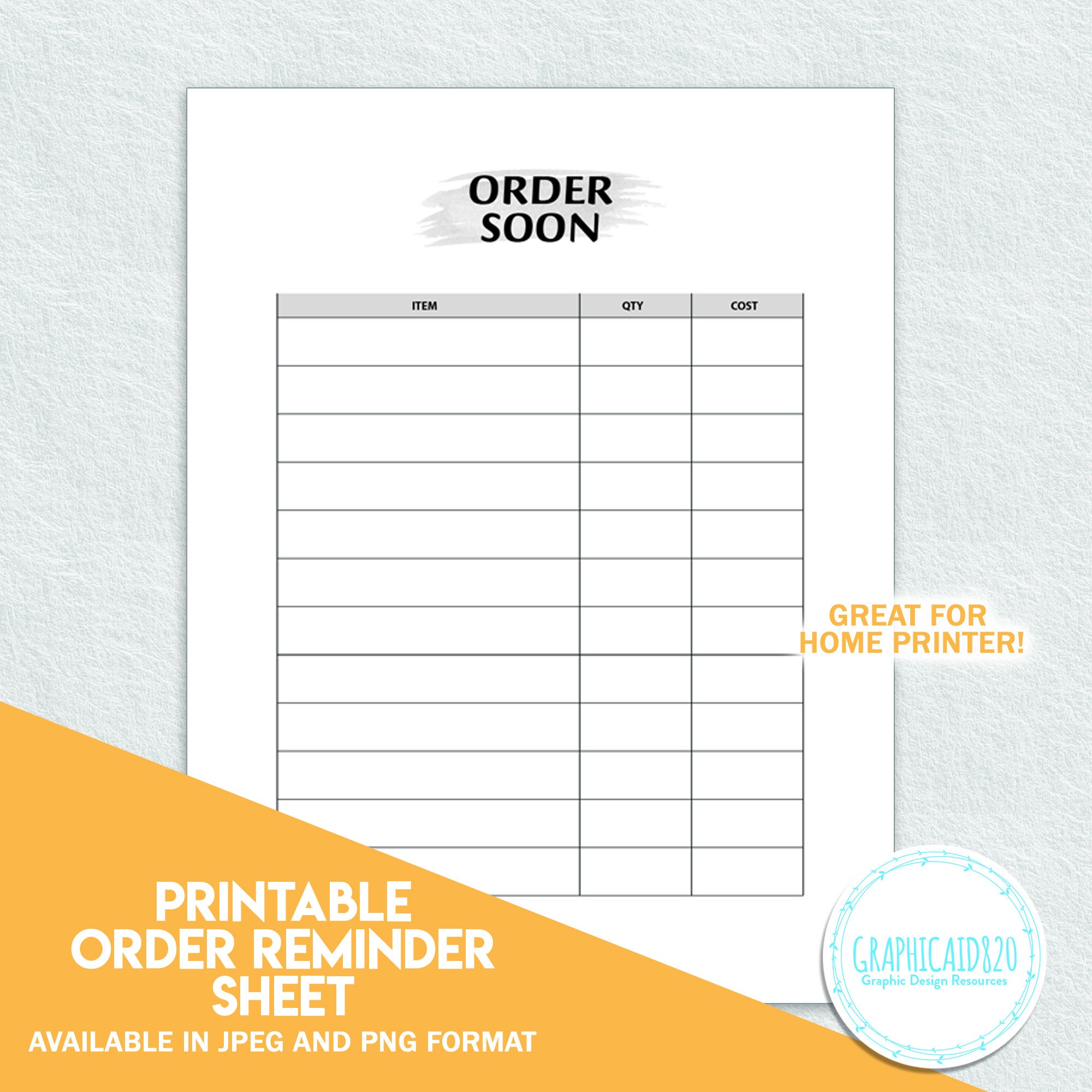 Order Soon Inventory Tracker Template | Simple One Sheet Printable ...