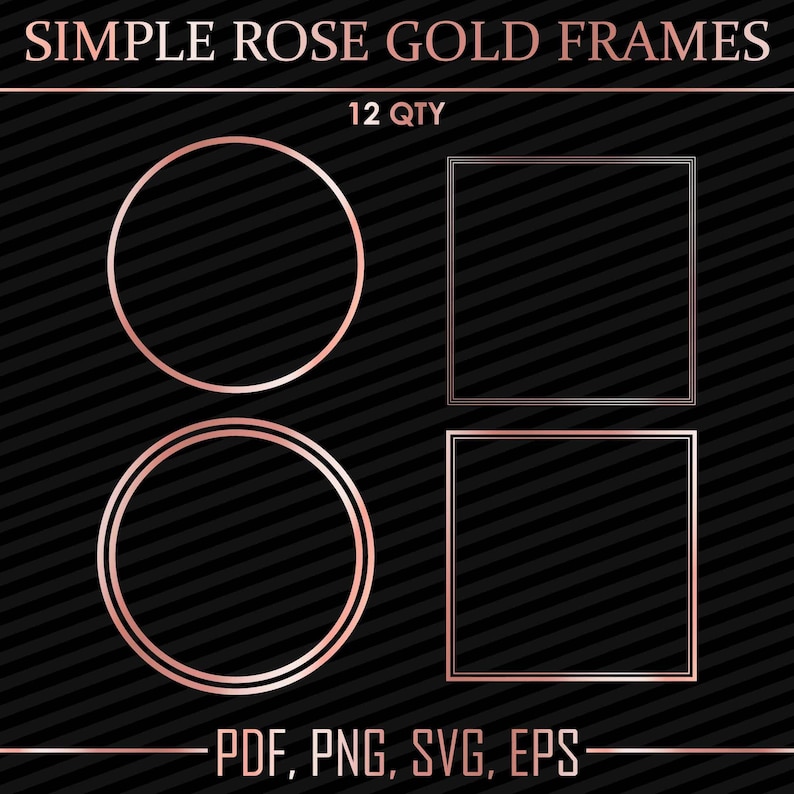 12 Metallic Rose Gold Border Frames Clip Art Double Circle - Etsy