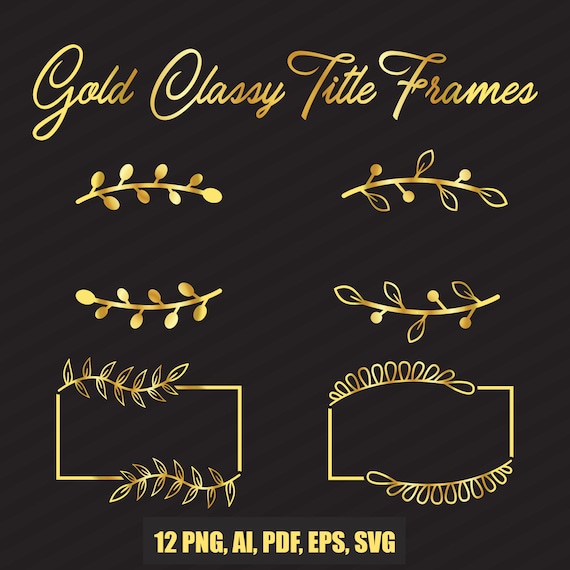 22 Gold Classy Title Frame Clip Art Elegant Header | Etsy