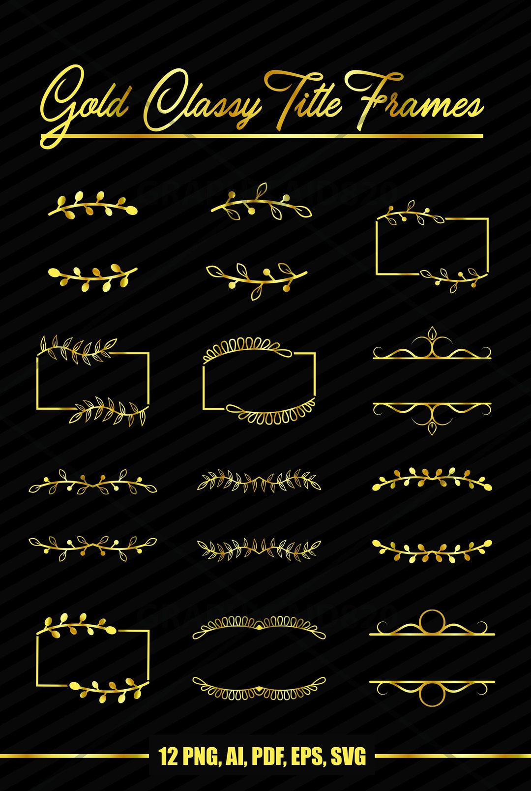 22 Gold Classy Title Frame Clip Art | Elegant Header Embellishment ...