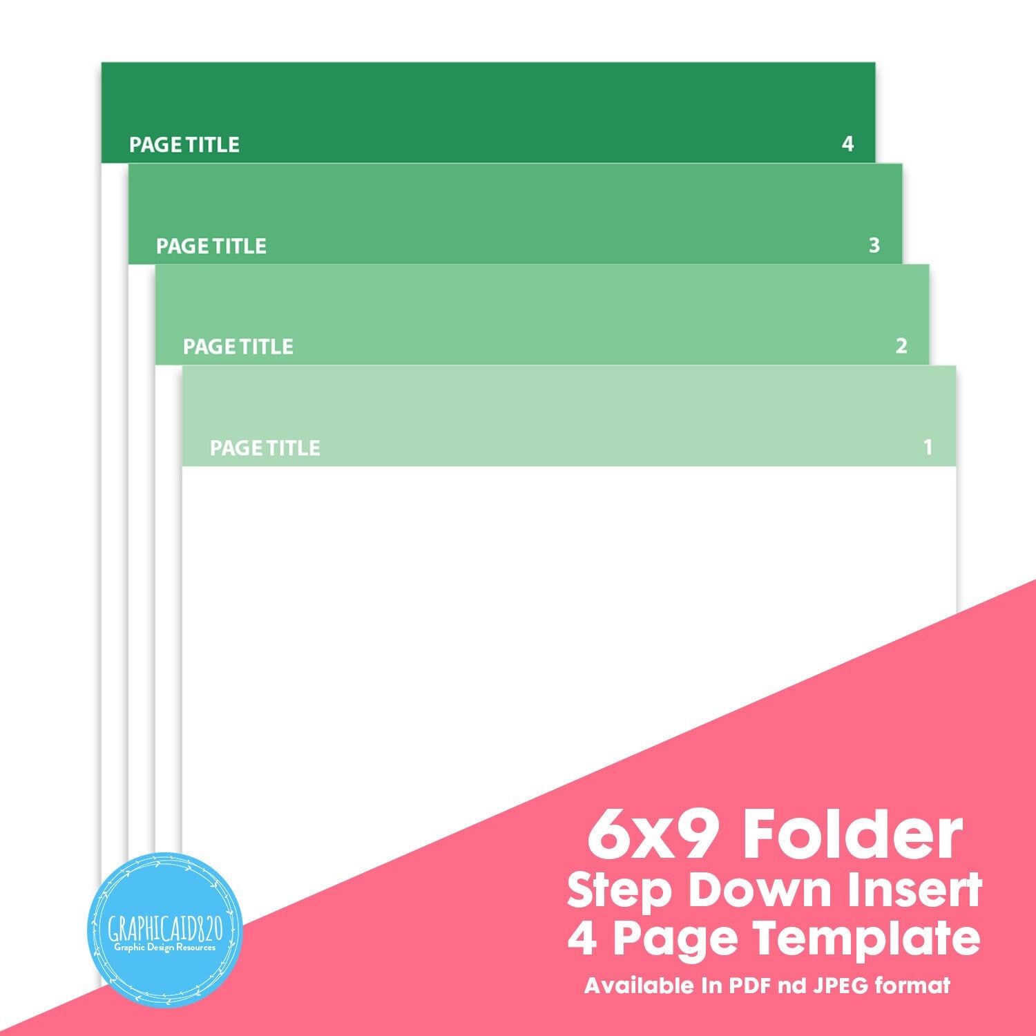 4 Page Step Down Sheet Template for 6 X 9 Presentation Folders Step ...