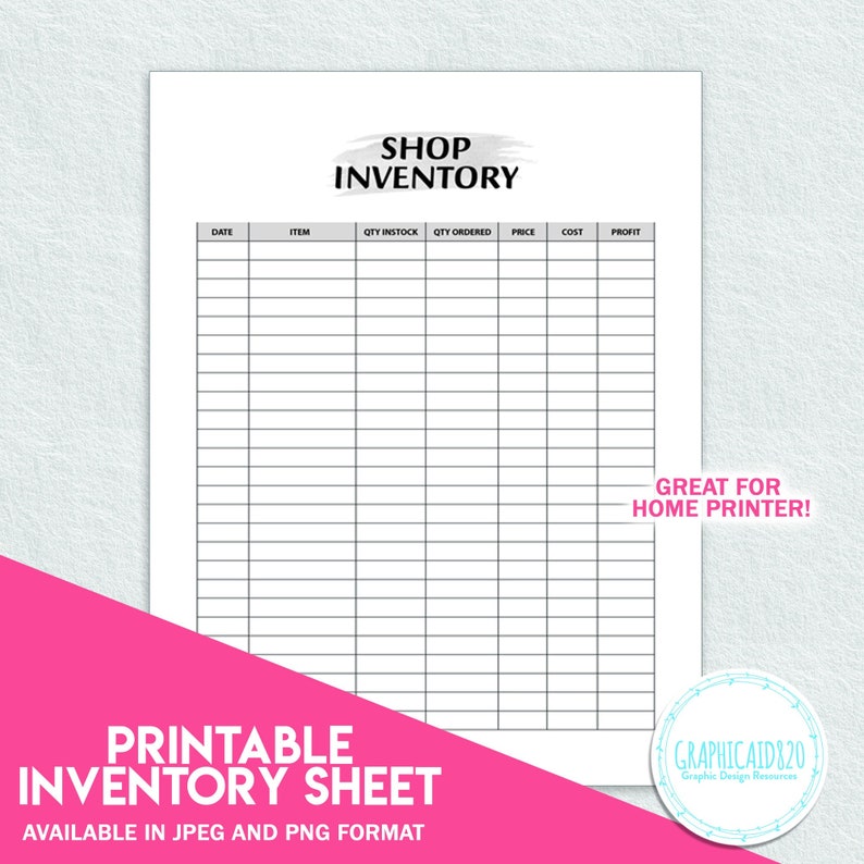 Inventory Tracker Template Simple One Sheet Printable Inventory Log ...