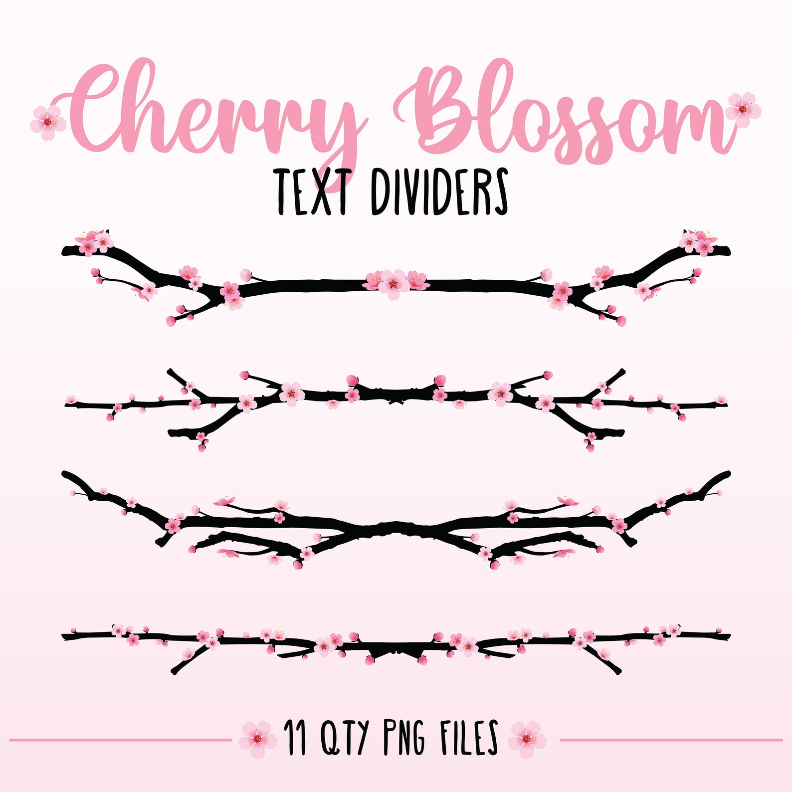 11 Cherry Blossom Text Divider Clip Art Pack 1 Floral - Etsy