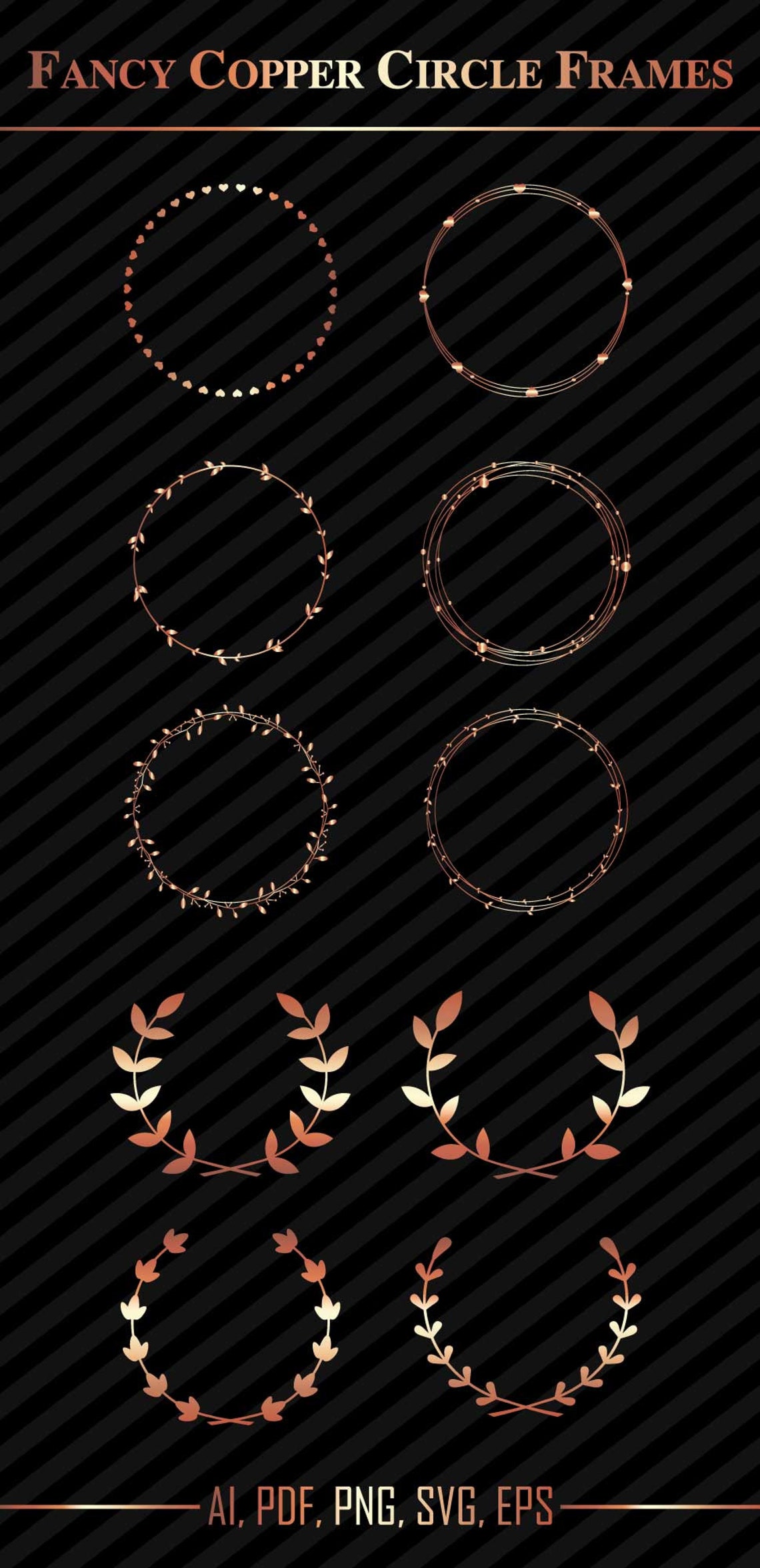 10 Fancy Metallic Copper Frames Clip Art | Elegant Header Embellishment ...