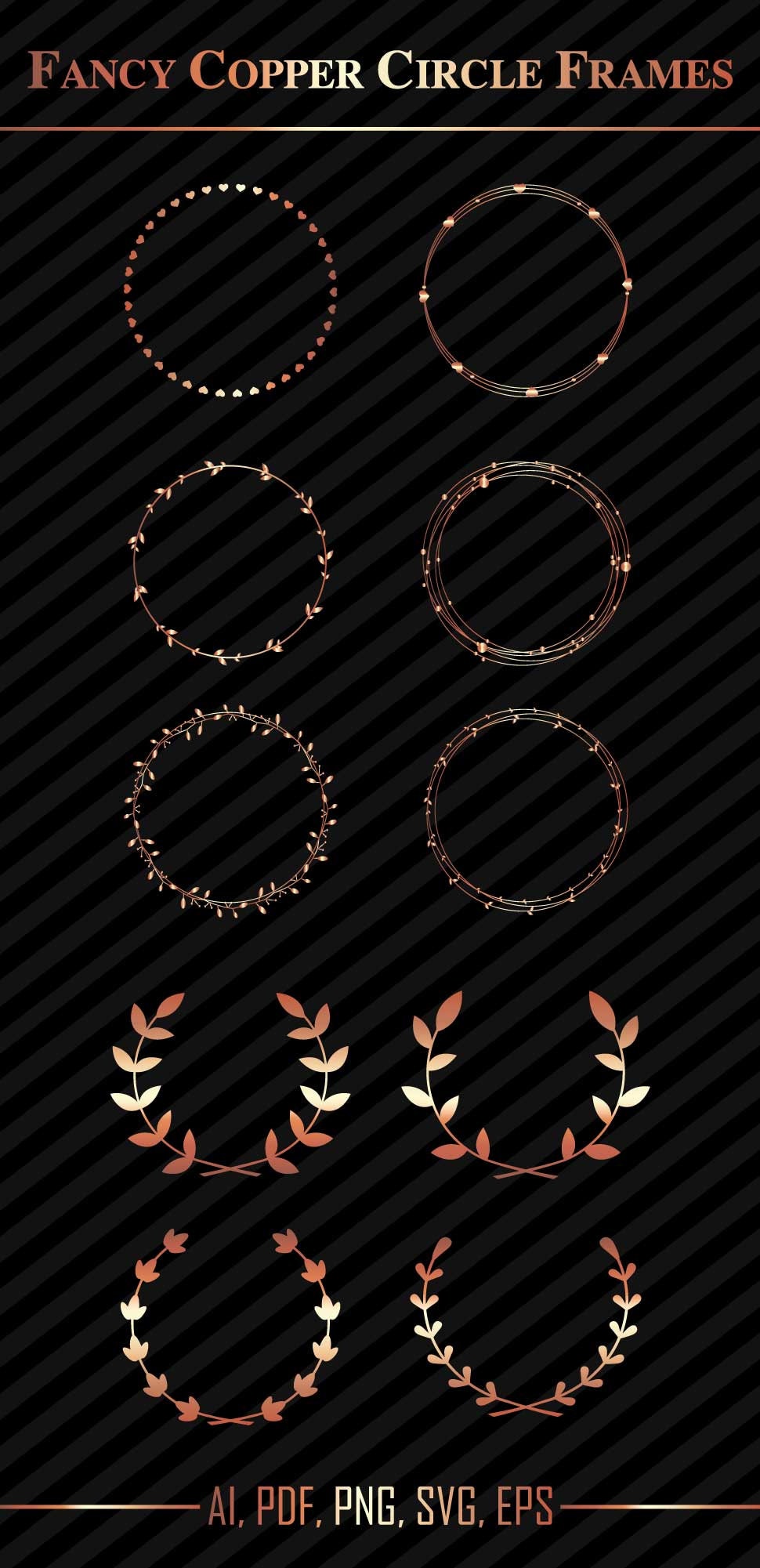 10 Fancy Metallic Copper Frames Clip Art Elegant Header Embellishment ...