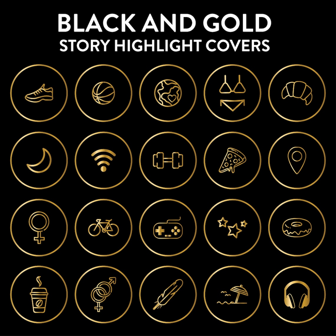 82 Black & Gold Instagram Story Highlight Icons | Ig Story Covers ...