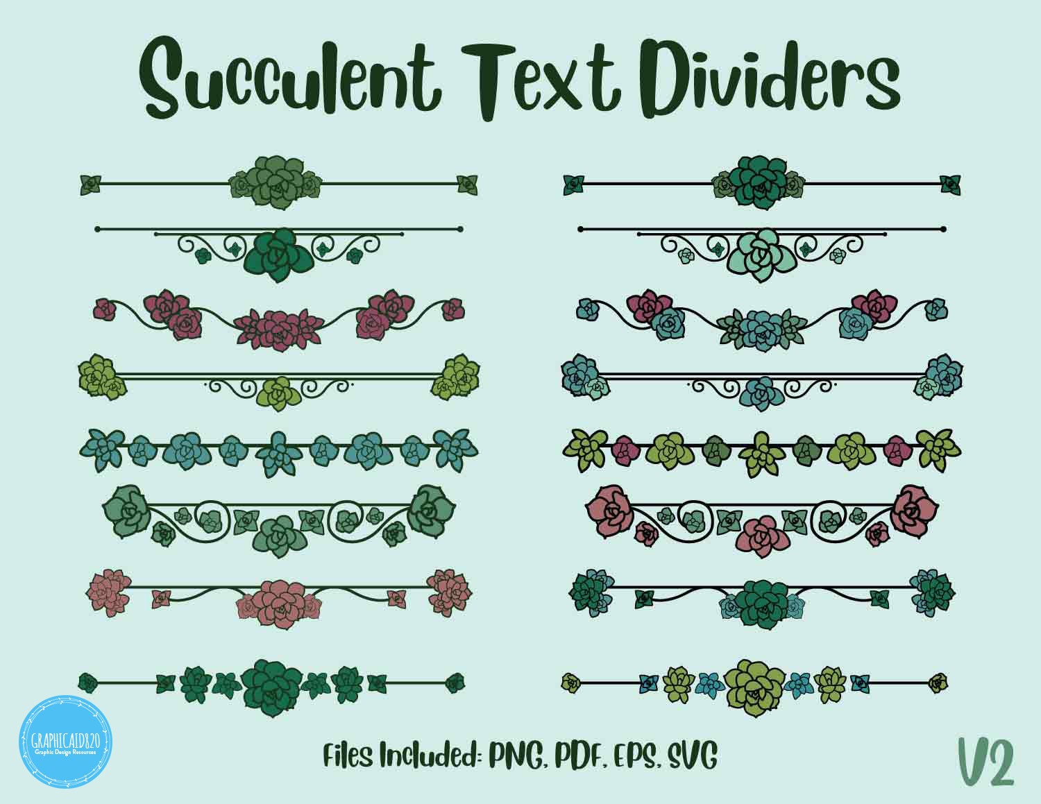 Vector Succulent Text Divider Header Decorative Digital Clip Art Border ...